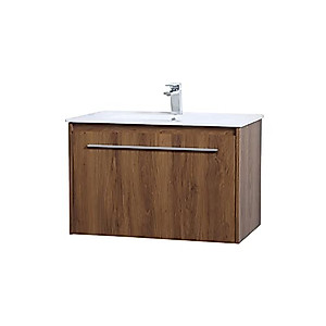 Elegant Kitchen and Bath 30 inch Single Bathroom Floating Vanity - Walnut Brown