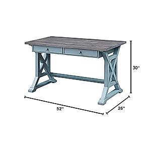Coast to Coast Imports Two Drawer Writing Desk, Blue, 52" W x 26" D x 30" H