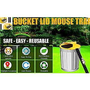Mangucci 2 Set Bucket Mouse Trap | Indoor/Outdoor Mouse Trap Bucket Flip Lid, Reusable Mouse Traps Auto Reset Lid, Compatible with 5 Gallon Bucket Rat Trap Multi Catch