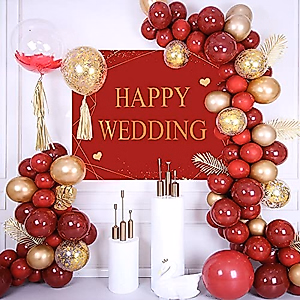 PartyWoo Red and Gold Balloons 50 pcs and Red Foil Balloons 6 pcs