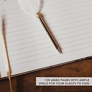 Andaz Press Personalized Wedding Guestbook with Gold Accents, Minimal Custom Guestbook, White Guest Sign-in Registry, 120 Pages 8.5" X 8.5" Memories Book for DIY Scrapbook Photo Album, Keepsake