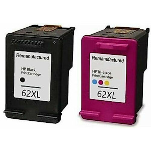 Remanufacturered 62XL Ink Cartridges Combo Pack Replacement for HP 62 XL Ink Works with HP Envy 5540, 5660, 7640, 7645 Series, HP OfficeJet 5740, 5745 Series (1 Black & 1 Tri-Color)