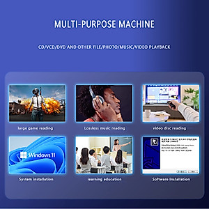 Dainty External Compatible with Bluray Drive Compatible with Reading DVD CD BD Drive, Suitable for USB3.0 and Type-C Port, Windows XP/7/8/10/11MacOS PC, Silent and high Speed