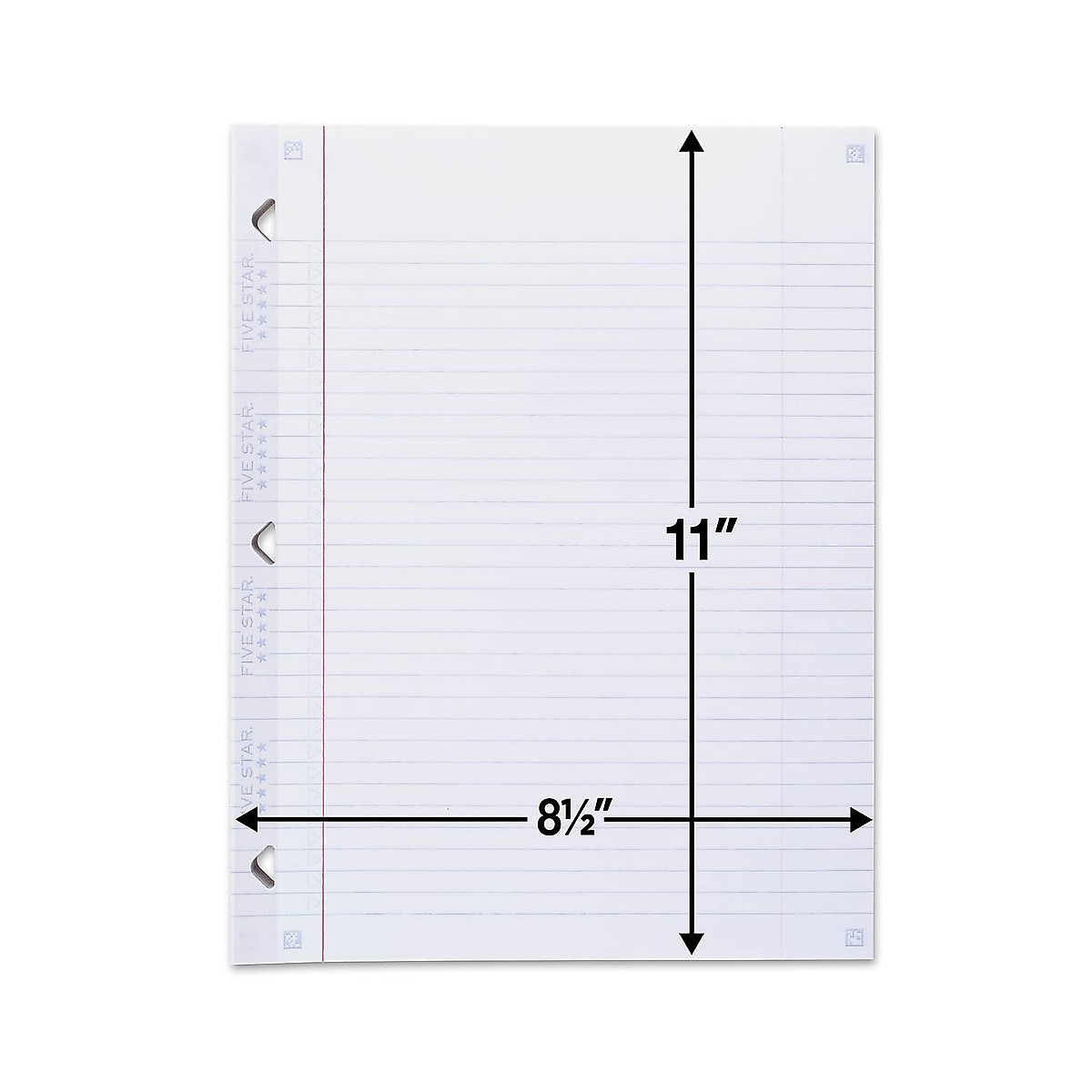 Five Star Loose Leaf Paper + Study App, 1 Pack, 3 Hole Punched, Reinforced Filler Paper, College Ruled Paper, 11" x 8-1/2", 100 Sheets/Pack (17010)