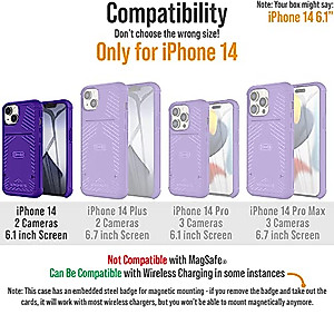 Scooch iPhone 14 Case with Card Holder [Wingmate] iPhone 14 Wallet Case with Hidden Card Slot and RFID Protection, Holds Up to 4 Cards, Military Grade Drop Protection, Purple