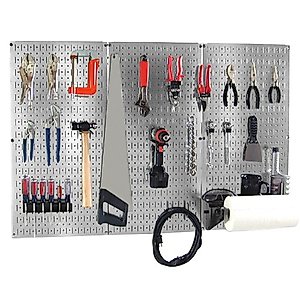 Wall Control 30BAS300GVB 4-Feet Metal Pegboard Basic Tool Organizer Kit with Galvanized Toolboard and Black Accessories, Metallic