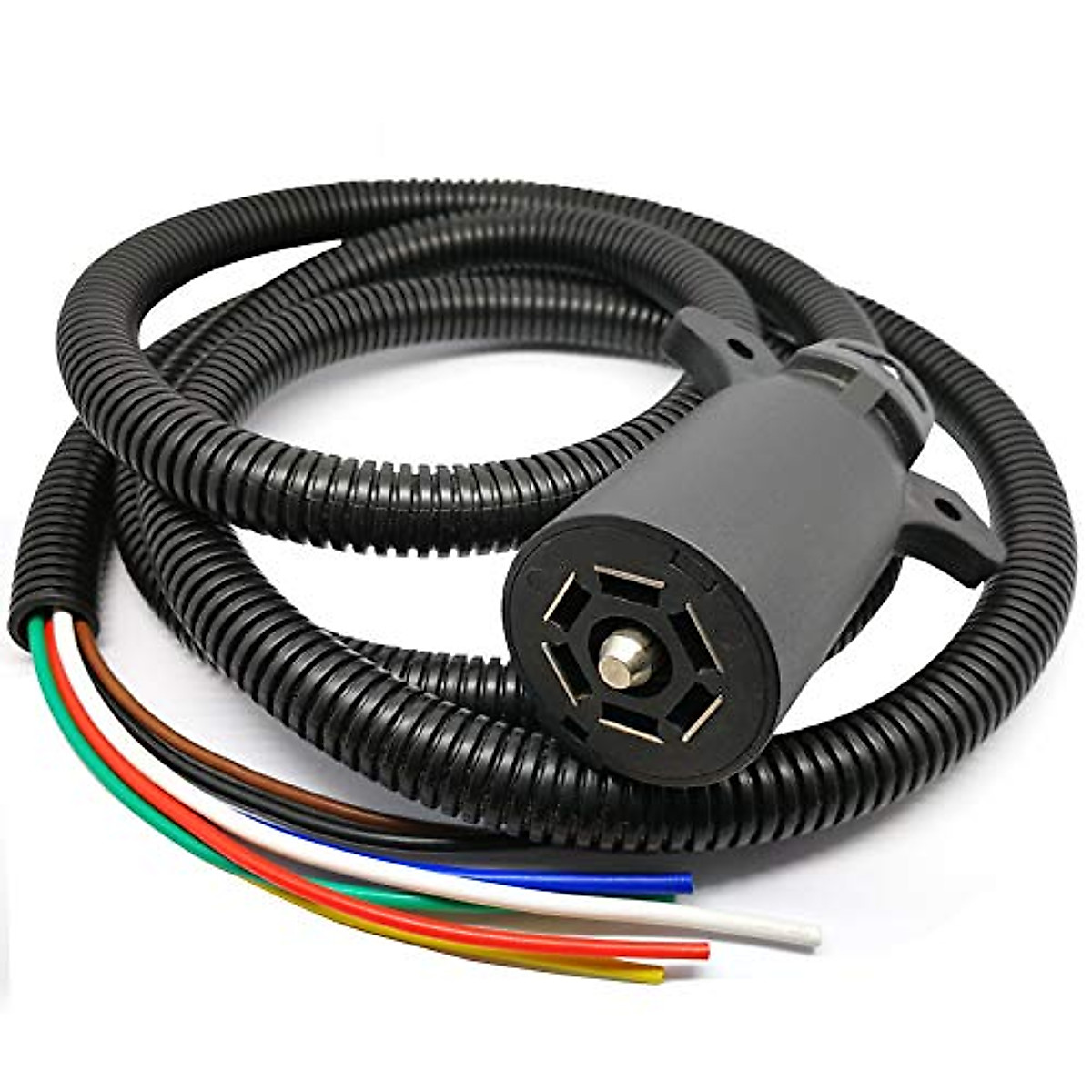 NEWSUN® 8.2ft RV-Ready 7-Way Plug Cord Wiring Harness, Brake & Light Control, Blade 7-Pin Trailer with Wire Cable, Ultimate Trailer Light Connector for All RVs