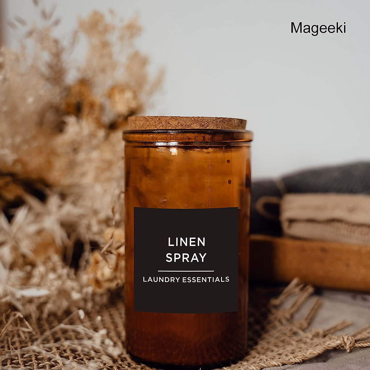 Mageeki 144 Laundry Room Labels for Organizing, Minimalist Laundry Stickers for Containers, Waterproof and Oilproof, Preprinted Organization Labels for Laundry Room, Bathroom (Black)