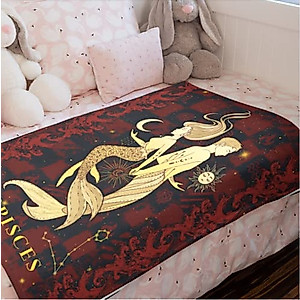 ZEWASIIL Constellation Pisces Throw Blanket 60"X50" Flannel Zodiac Sign for Couch Bed Sofa Travelling Camping for ​Kids Adults