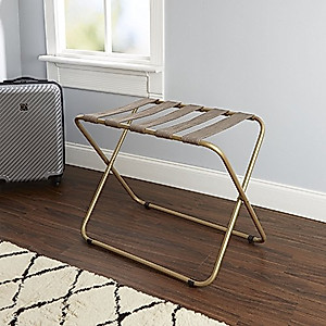 Silverwood Rhys Metal Folding Luggage Rack in Gold, Dark Brown