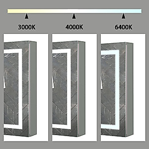 ES-DIY Lighted Medicine Cabinet with Mirror 24 x 30 Inch, Recessed or Surface Mount led Medicine Cabinet, 2 Outlets, Defog, Stepless Dimming,Medicine Cabinet Color Temper 3000K-6400K,Right Hinge