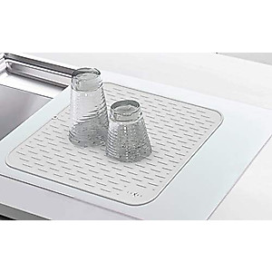 Luxet Multipurpose Premium Quality Silicone Dish Drying Mats for Kitchen Counter Top Dishes Pad, Heat Resistant Countertop Protection, Non Slip Grip, Large Trivet Size 17x15 inches (White)