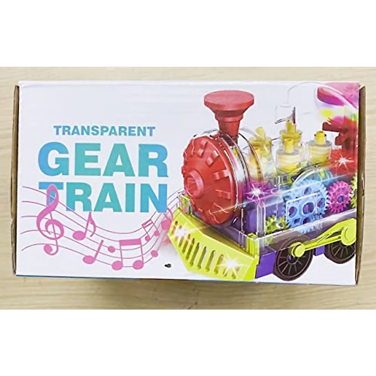 Kizeefun Light Up Train Toy for Toddlers: Transparent Gear Car Toy for Kids with Cool Light and Music Educational Crawling Toys for Baby Boys and Girls