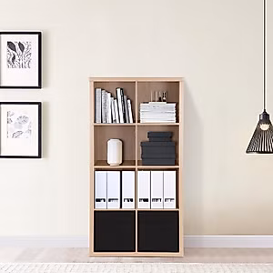 CENSI 8-Cube Storage Organizer Bookcase, Cubic Bookshelf, Natural Oak