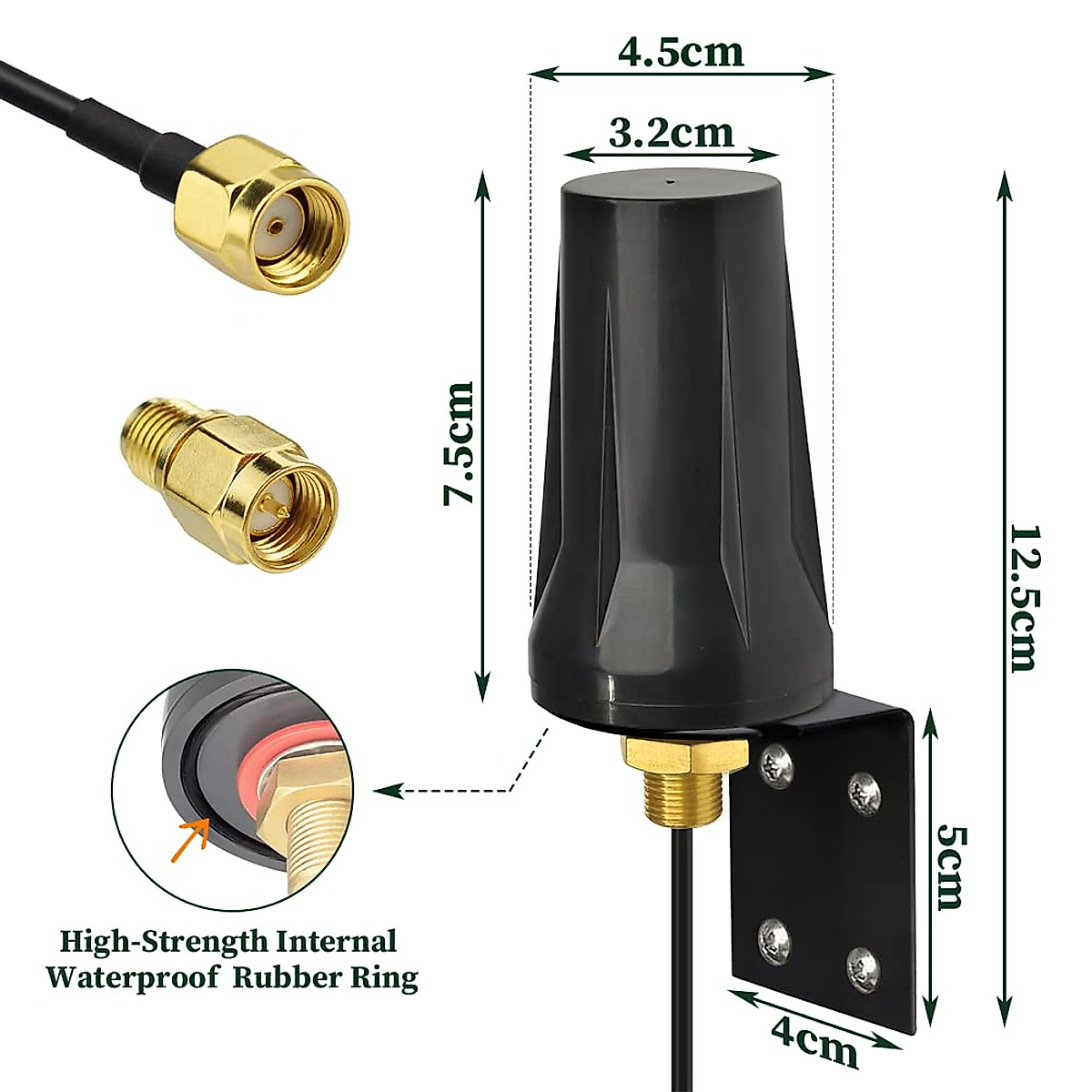 Bingfu 4G LTE SMA Cellular Trail Camera RP-SMA Male Antenna Compatible with Spypoint Link Micro Covert Spartan Stealth Tactacam Muddy Wildlife Hunting Game Cam Outdoor Mobile Security Camera