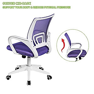 Geniqua Ergonomic Office Chair Mesh Desk Chair Computer Chair Lumbar Support Modern Rolling Adjustable Swivel Task Chair for Home Office, Purple