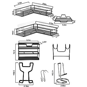 GOJUSO 2 Size Corner Shower Caddy Hair Dryer Holder Wall Mounted Toothbrush Holder Phone Stand for Desk No Drilling Hanging for Bathroom/Kitchen/Rustproof
