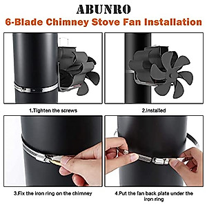 ABUNRO 6-Blades Wood Stove Fan with Hose Clamp, Pipe Heat Powered Stove Fans for Log/Wood/Pellet Buring stoves, Save Fuel&Efficient Heat Transfe