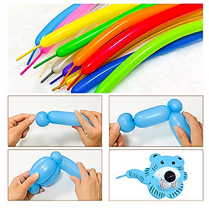 Light Blue Long Balloons for Balloon Animals, Baby Light Blue 260 Balloons Shiny Thick Latex 100 Pack, 260 Balloons Blue for Birthday Boy'S Baby Shower.Blue Magic Modelling Twisting Balloons.