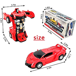 FQDVM Transformers Robot Car 2 in 1 Best Toys for 3 4 5 6 7 8 Year Old Kids， Christmas Birthday Gifts for 3-12 Year Old Boys Girls(Red)