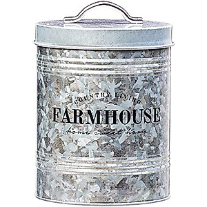 Amici Home Farmhouse Galvanized Canister Canister-76 oz, 76 oz, Gray