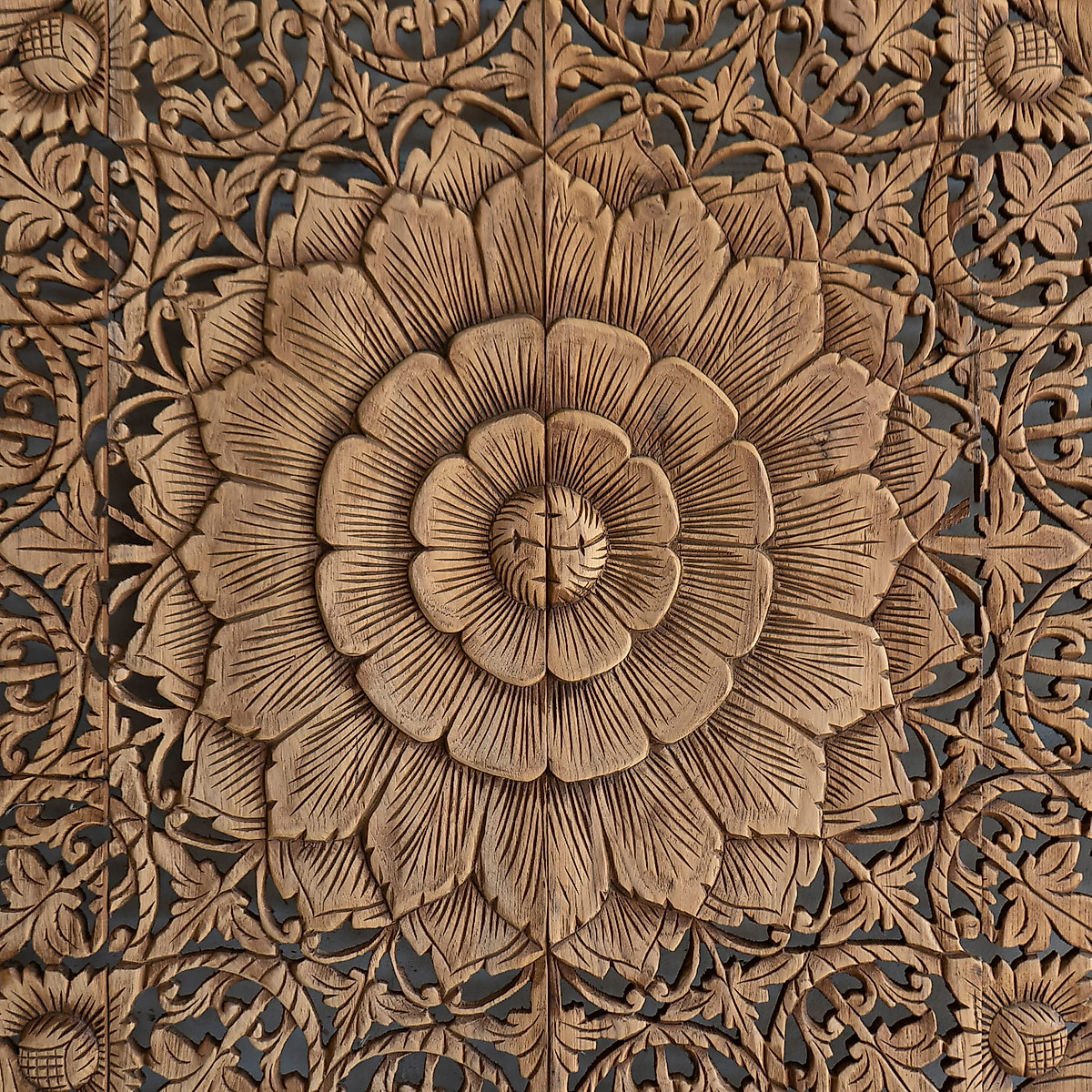 Large King Size Balinese Headboard Hand Crafted Panels Wall Mounted Art Hanging Home Décor Coastal Living Thailand 72 inches