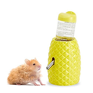 Howise Small Animal Water Bottle, Hamster Water Bottle Ceramic Hamster Kettle, Leakproof Pet Ceramic Kettle, Hamster Supplies, Hamster Drinker Stand (Yellow)