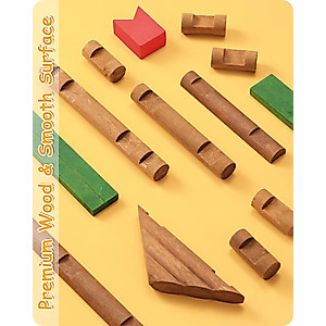 SainSmart Jr. 665 PCS Wooden Log Cabin Set Building House Toy for Toddlers, Classical STEM Construction Kit Compatible with Lincoln Logs for 3+ Kids