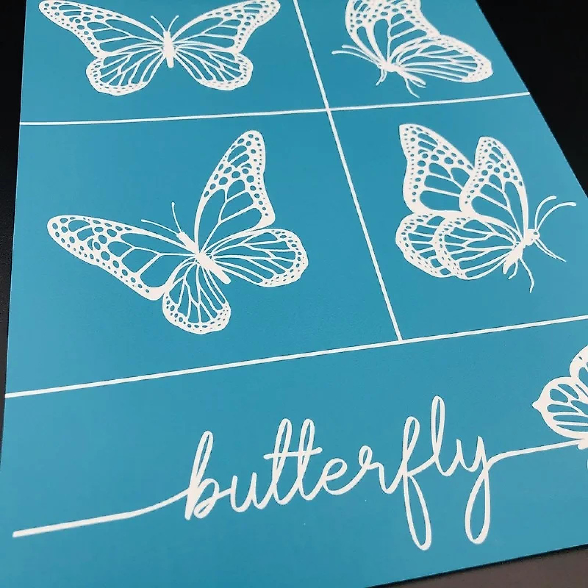 MANGOUSONG Screen Printing Kit,22x28cm Butterfly Mesh Screen Stencils Self-Adhesive Silk Screen Printing Stencil for Canvas Bag Transfer Print Washable