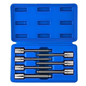 Neiko 10243A 3/8-Inch-Drive Extra-Long Ball-End Hex-Bit Socket Set, Metric Sockets 3/8" or 3 to 10 mm, S2 Steel, 7-Piece Set