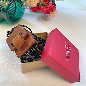 Coiris Wooden Beaded Bangle Bracelets for Women Boho Chunky Beaded Strand Bracelets Bohemian Summer Beach Bracelet Jewelry for Women (BR1167-pure black)