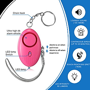 Macarrie 24 Pcs Sound Personal Alarm 130DB Alert Alarm Keychain with LED Lights for Women, Men(Mixed Color)