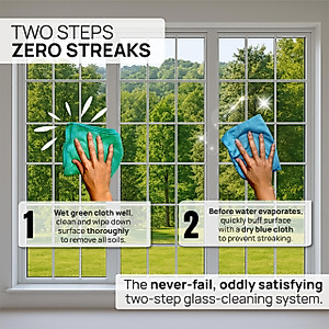 Microfiber Glass Cleaning Cloths | Streak Free Windows & Mirrors | Lint Free Towels | Car Windows Wipes | Polishing Rags | Machine Wash- Blue, Green (8 Pack)