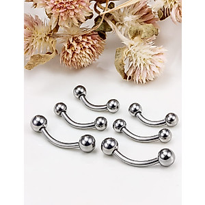 Vsnnsns 14G G23 Titanium Daith Rook Earring Piercing Curved Barbell Eyebrow Rings Snake Eyes Tongue Rings Piercing Jewelry Cartilage Tragus Forward Helix Piercing Jewelry for Women Men 8mm 10mm 12mm