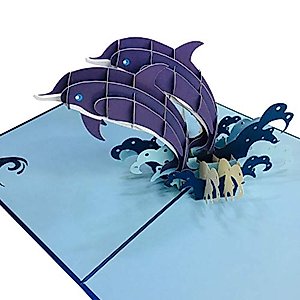 Dolphin Pop Up Card by DEVINE Popup Cards | 3D Cards Pop Up Birthday Cards for Women Mom Dad Boy Girl Husband Wife | Funny Pop Up Greeting Cards Granddaughter Niece Nephew Mother Kids Son Daughter