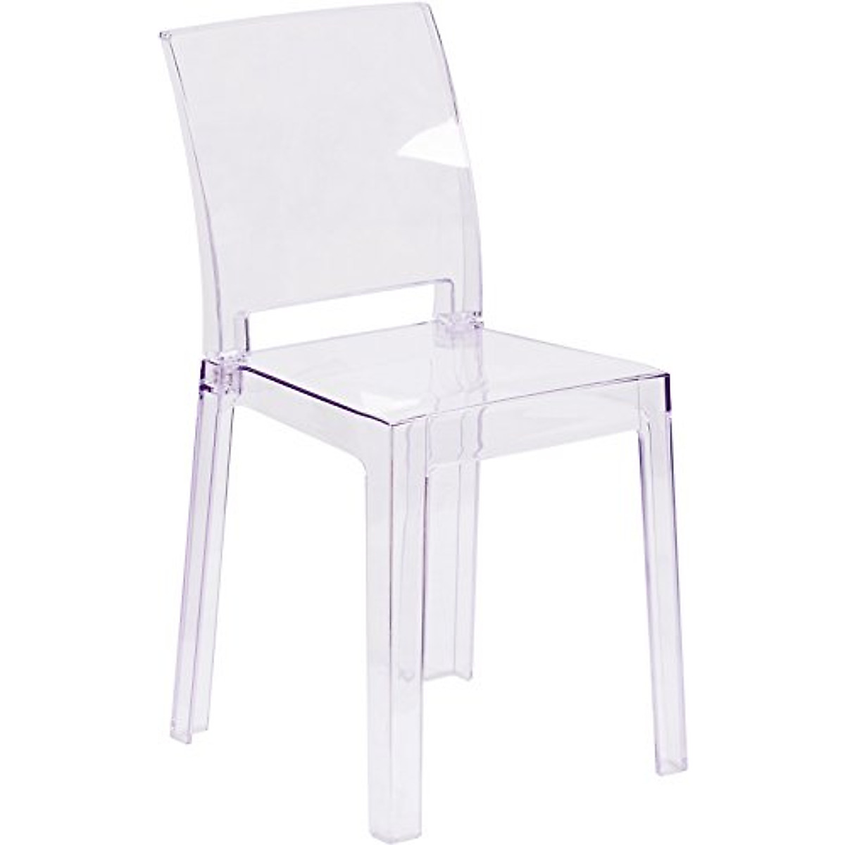 Flash Furniture Emilie Ghost Chair with Square Back in Transparent Crystal