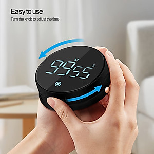 Digital Kitchen Timer, Visual Timer, Magnetic Countdown Countup Timer with Large LED Display, Digital Timer, Handy for Cooking, Exercising, Teaching, Easy for Children and Elderly (Black)