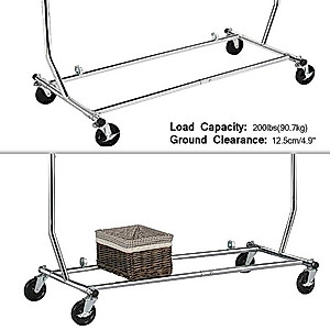 Yaheetech Heavy Duty Adjustable Commercial Grade Garment Rack Rolling Chrome Clothes Rack Hanging Rack with Wheels Retail Display Rack, Silver