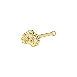 NUGGET 14K Solid Yellow Gold Size 3.00 mm Nugget Bar Nose Stud, 3 different style Nose Stud, Ball end Nose Stud Piercing (1Pcs African Map)