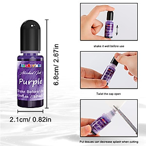 Alcohol Ink Set - 24 Vivid Colors, Concentrated Alcohol-Based Ink, Epoxy Resin Paint with Metallic Color Dye for Resin Coasters, Acrylic Painting, Tumbler Making,10ml Each