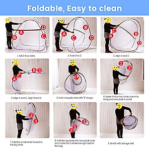 Tinyuet Mosquito Net for Bed, Portable Single Door Pop-up Mosquito Netting with Net Bottom, 39.3x78.7in Bed Tent for Indoor and Outdoor Use, Insect Screen - Brown Edge