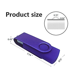 ERKE 2GB USB 2.0 Flash Drive 5 Pack Portable Thumb Drives Swivel Jump Drive Zip Drive Memory Sticks with Type-C/Micro USB Adapter for PC/Laptop(Purple 2GB)