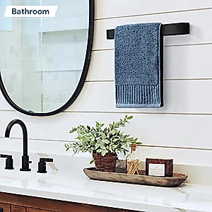 Homusthave Hand Towel Holder, 12 Inch Hand Towel Bar Self Adhesive & Screw Wall Mounted, Aluminum Hand Towel Hanger Towel Ring/Rack for Bathroom Kitchen, Matte Black