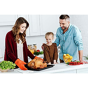 KITCHEN PERFECTION Silicone Smoker Oven Gloves -Extreme Heat Resistant BBQ Gloves-Handle Hot Food Right on Your Grill Fryer &Pit|Waterproof Grilling Cooking Baking Mitts|Superior Value Set +3 Bonuses