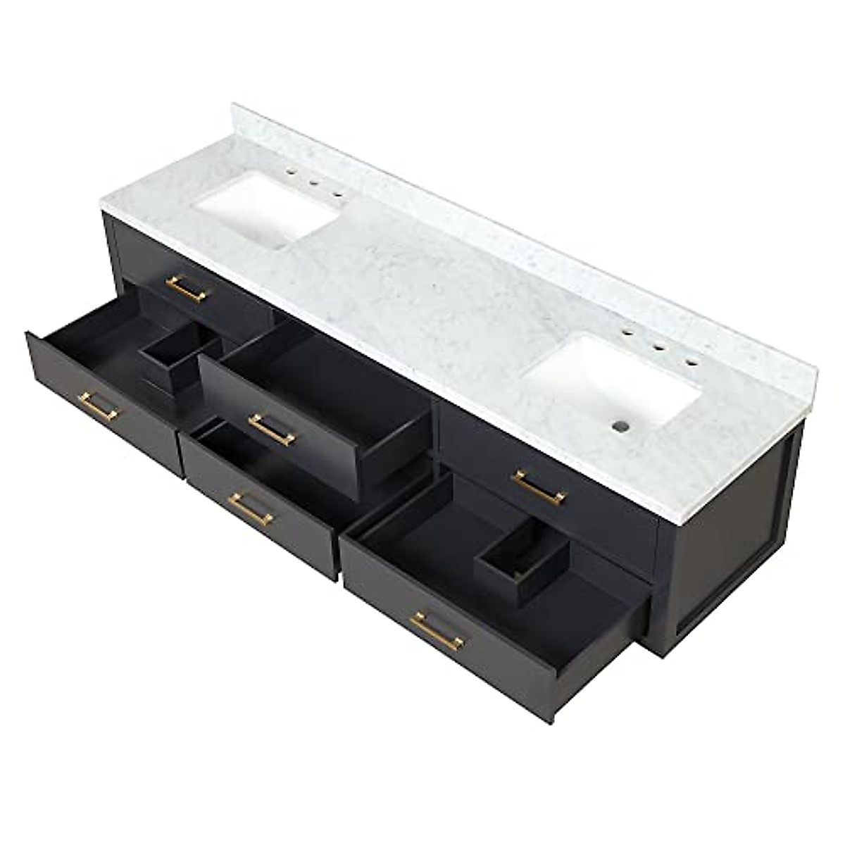 Bell+Modern Tuckerton 84 in W x 22 in D Black Double Bath Vanity and Carrara Marble Top