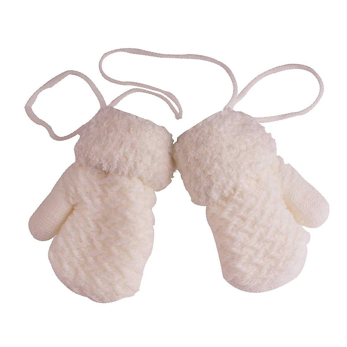 kimmyku 3 Pairs Toddler Baby Boy Warm Winter Mittens Gloves With Thicken Fleece LIned White Blue Khaki 0-24 months