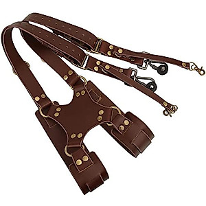 Jumyee Dual Camera Strap, Camera Harness for Photographers Adjustable Shoulder Straps Belt for 2 Cameras - Double Camera Body Strap Accessories (Brown)