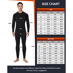 CL convallaria Long Underwear Mens Thermal Underwear Set Winter Hunting Gear Sport Long Johns for Men Base Layer Top and Bottom Midweight Black X-Large