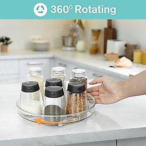 Puricon 2 Pack Soda Can Organizer Dispenser for Refrigerator Bundle with 2 Pack Lazy Susan Clear Organizer for Cabinet Pantry Storage