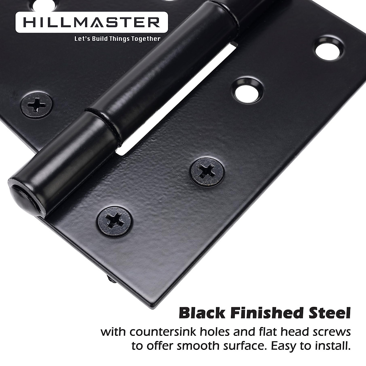 HILLMASTER 3.5 Inch Heavy Duty Gate Hinges Fence Door Hinges Durable Black Gate Strap Hinge for Indoor Outdoor, Gate Hardware Kit for Shed,Wooden Fences,Vinyl Fence Gate,Barn Door,Garage,2 Pack